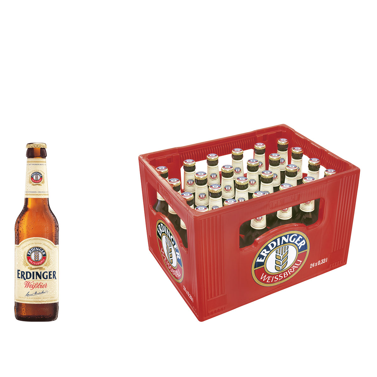 Erdinger Weißbier Weizen Hell 24 x 0,33l | Banach Getränkeshop