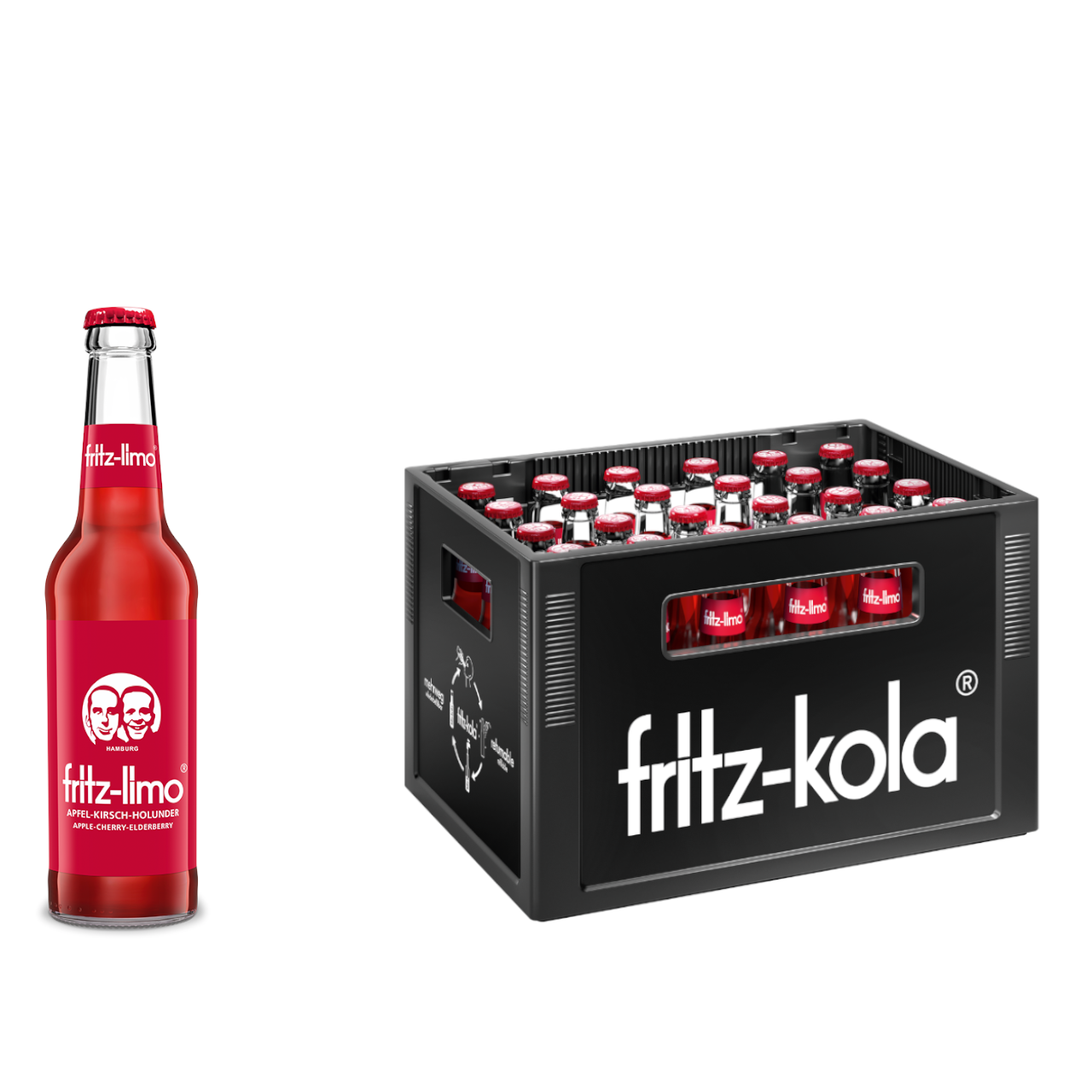 Fritz-Limo Apfel-Kirsche-Holunder 24 x 0,33l | Banach Getränkeshop